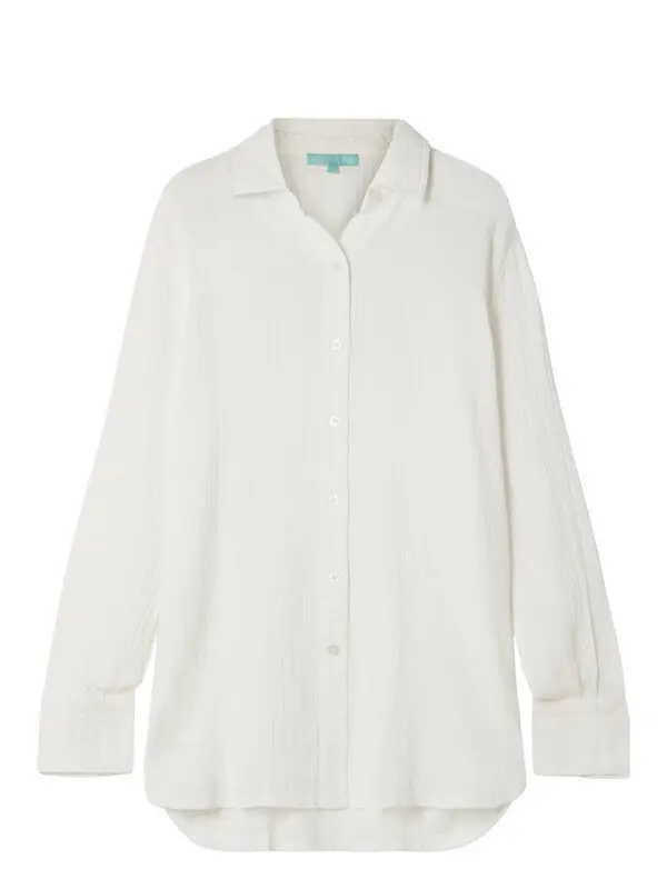 Melissa Odabash Leona Crinkled-cotton Shirt - Neutrals