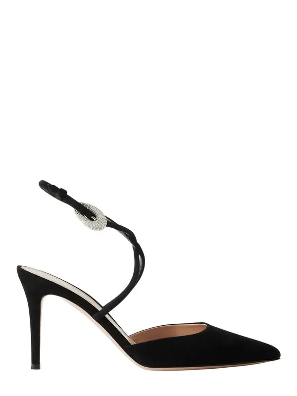 GIANVITO ROSSI Jungle Mamba 85 Crystal-embellished Suede Pumps - Black