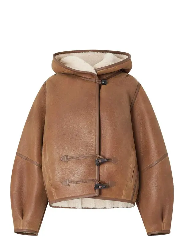 Isabel Marant Amiel Leather-trimmed Shearling Hooded Jacket - Brown