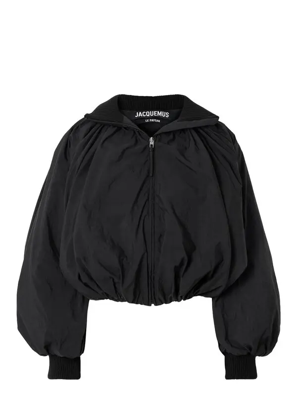 Jacquemus The Pallone Gathered Shell Bomber Jacket - Black
