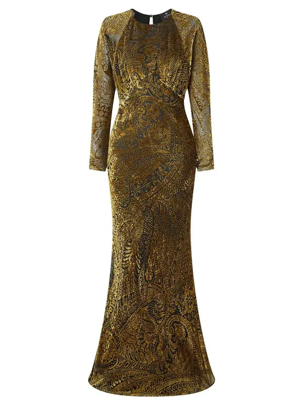 Etro Devoré-velvet Gown - Gold
