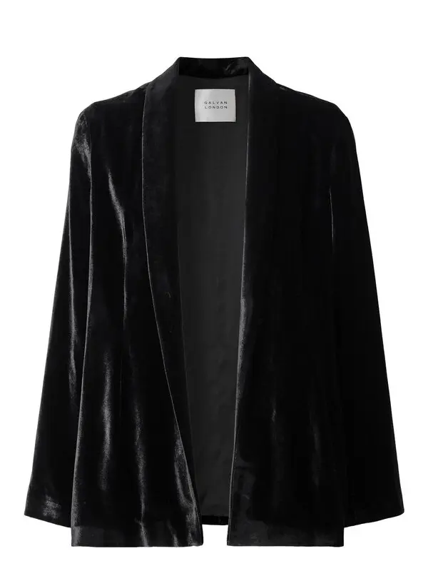 Galvan Julianne Velvet Blazer - Black