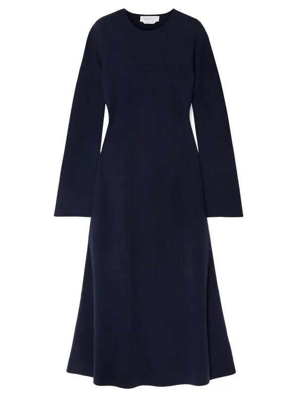 Gabriela Hearst Rebus Wool, Silk And Cashmere-blend Midi Dress - Navy