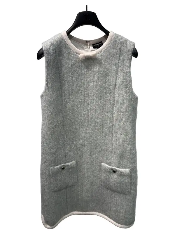 Chanel Mini Dress With Bow Mohair And Wool - Gray