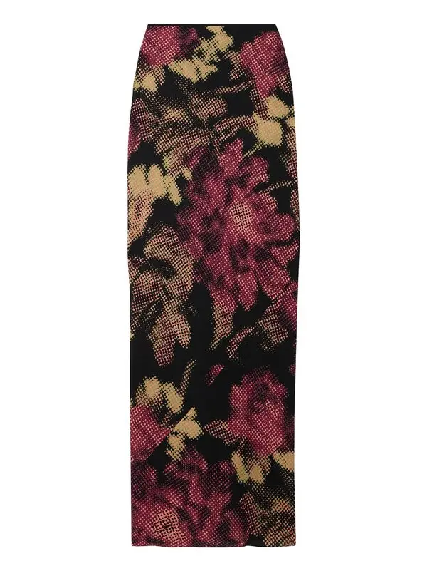 Dries Van Noten Floral-print Crepe Maxi Skirt - Burgundy