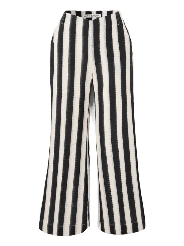 Alix Of Bohemia Striped Cotton Flared Pants - White