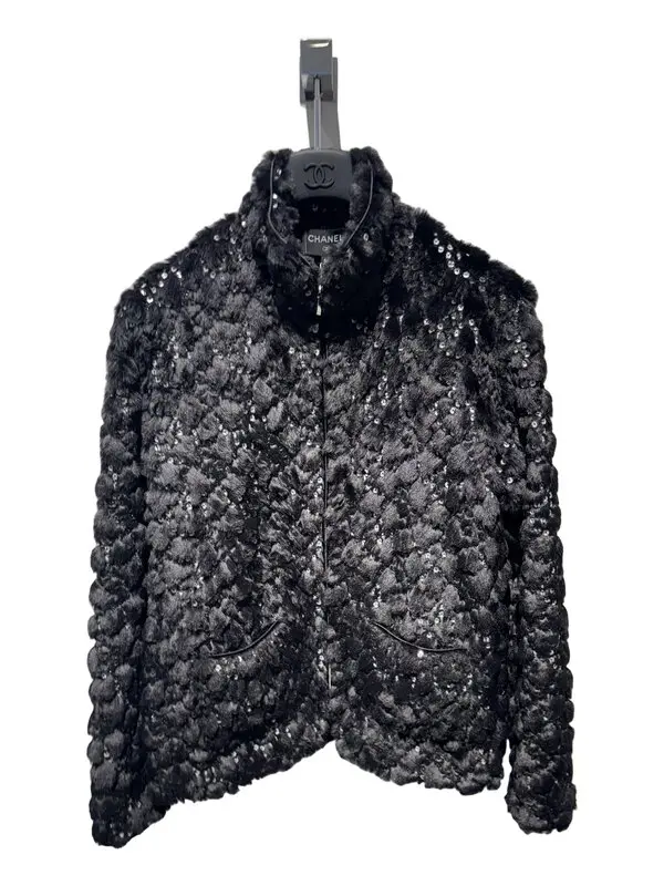 Chanel Faux Shearling Jacket - Black