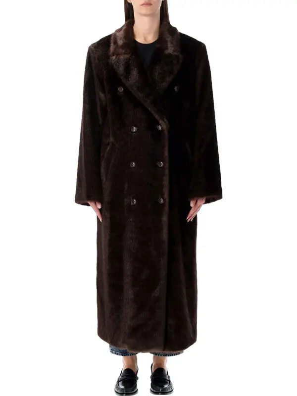 STAND STUDIO Fur Overcoat - Brown
