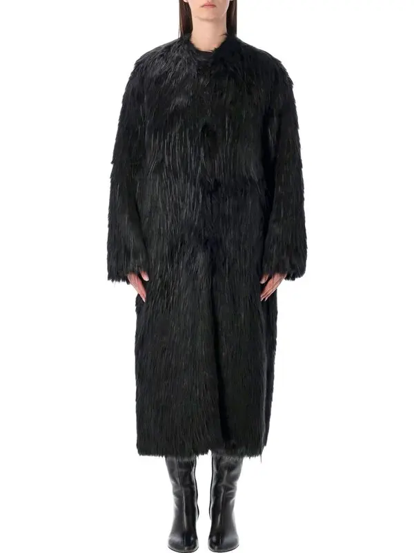 STAND STUDIO Fur Coat - Black