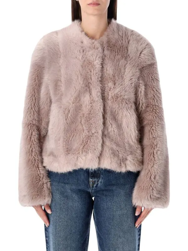 STAND STUDIO Fur Coat - Pink