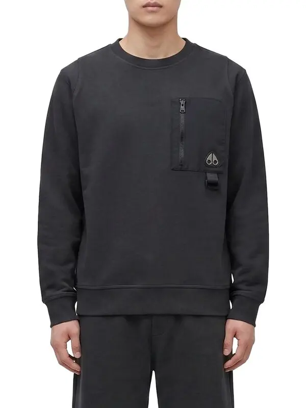Moose Knuckles Crewneck Sweatshirt With Zip Pocket - Black
