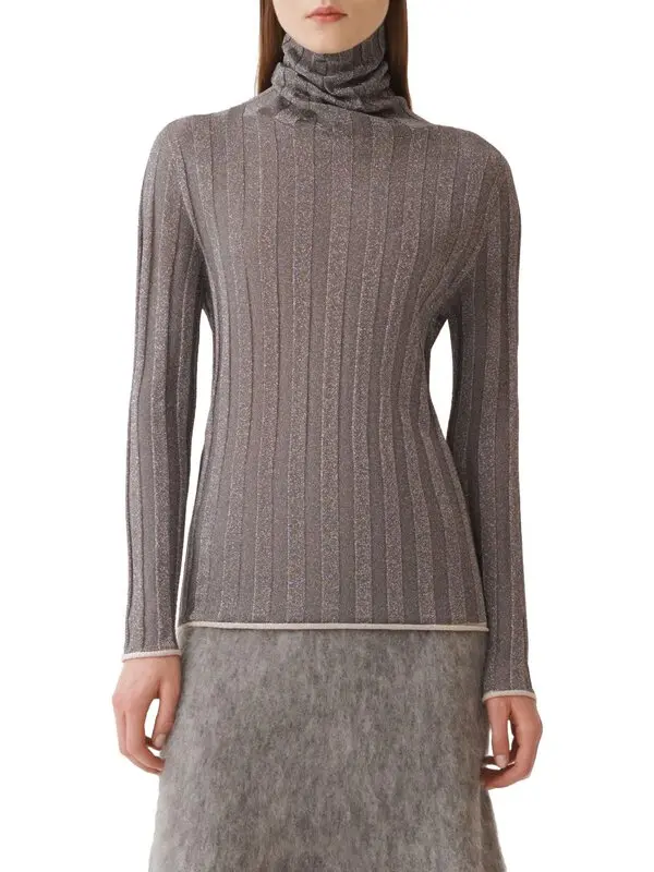 Fabiana Filippi Ribbed Turtleneck Sweater - Grey