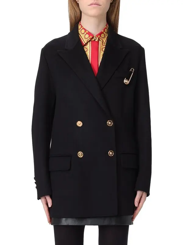 Versace Tailored Double-breasted Coat - Black