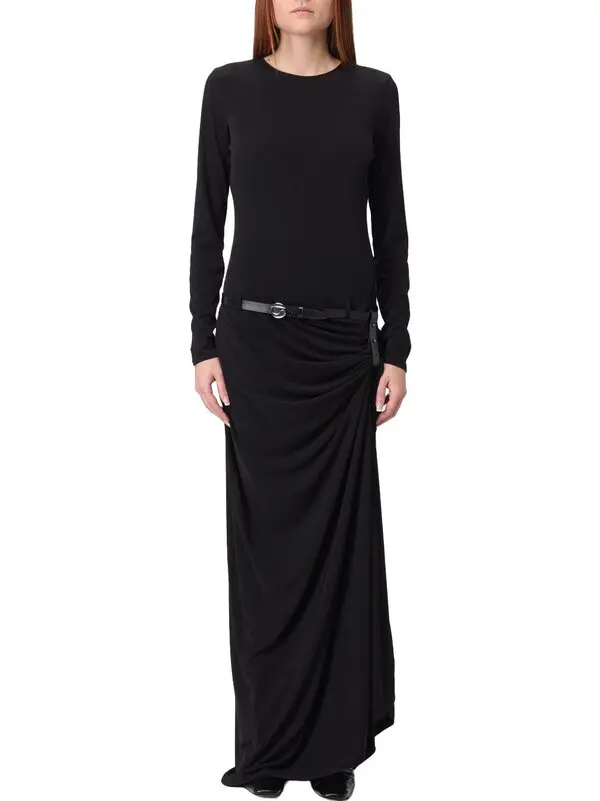 Coperni Long Sleeve Draped Maxi Dress - Black