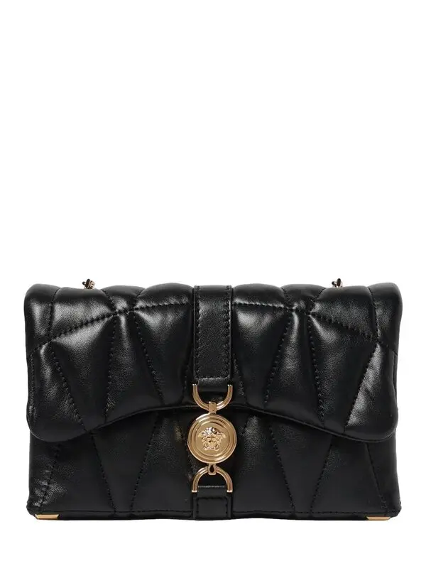 Versace Quilted Leather Mini Bag With Medusa Clasp - Black