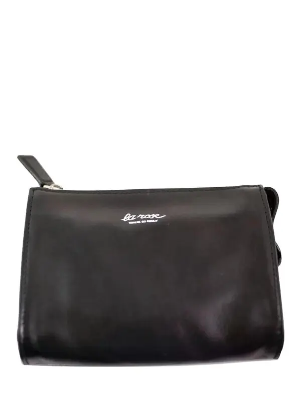 LA ROSE Leather Makeup Bag - Black