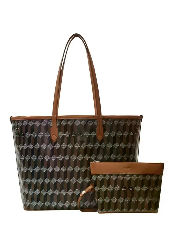 AU DEPART No.47 Geometric-print Tote - Brown