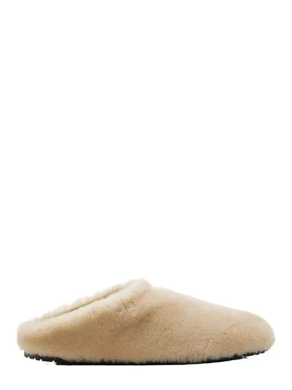 Prada Shearling Mules - Neutral