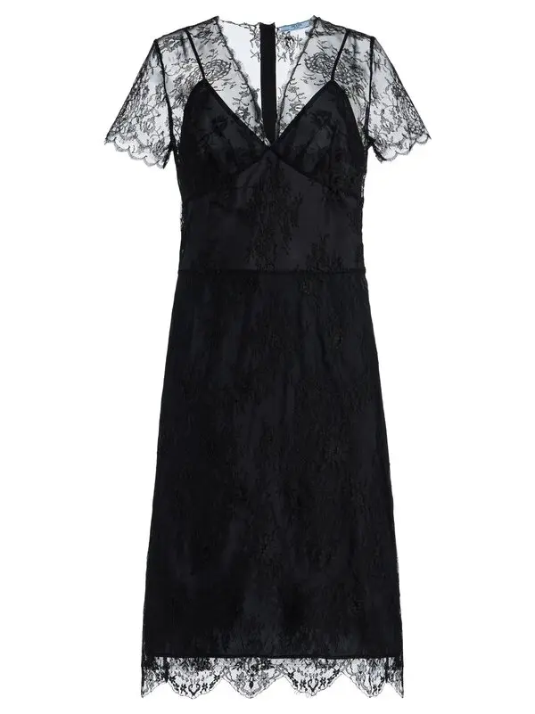 Prada Lace Midi Dress - Black