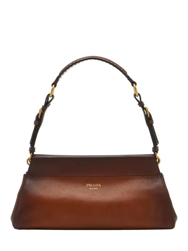 Prada Enchaîné Leather Shoulder Bag - Brown
