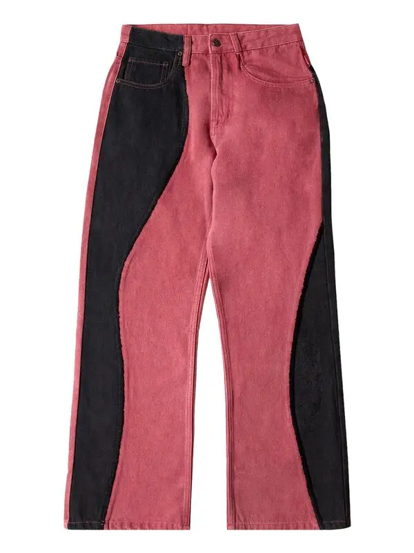 GLASS CYPRESS Panelled Flare Denim - Red