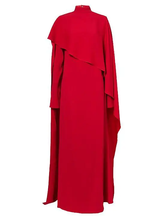 TALLER MARMO Carrington Cape-effect Crepe-cady Maxi Dress - Ruby