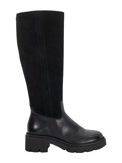 DUNE Tallon Leather And Suede Knee-high Boots - Black Suede Mix