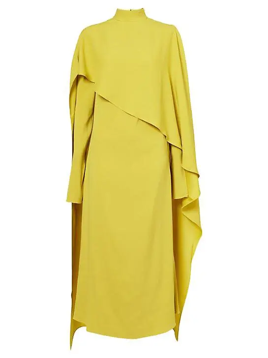 TALLER MARMO Carrington Cape-effect Crepe-cady Midi Dress - Chartreuse