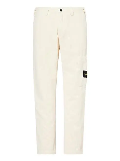 Stone Island Compass Badge Straight-leg Corduroy Trousers - Ivory