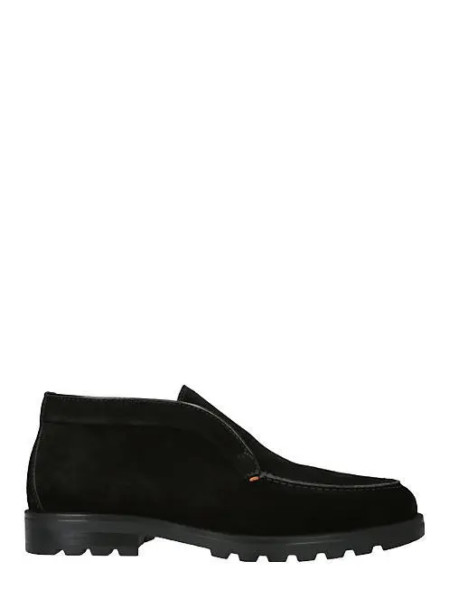 Santoni Suede Detroit Loafers - Black