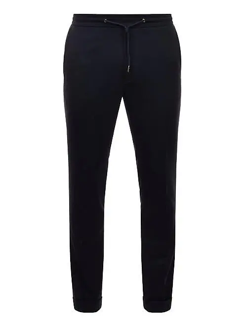 Paul Smith Drawstring-waist Tapered Wool Trousers - Navy