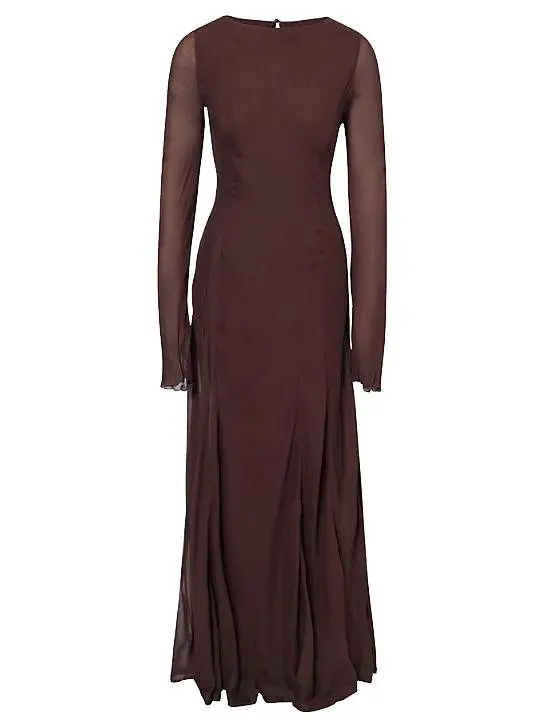 Dissh Elodie Long-sleeves Woven Maxi Dress - Dark Chocolate