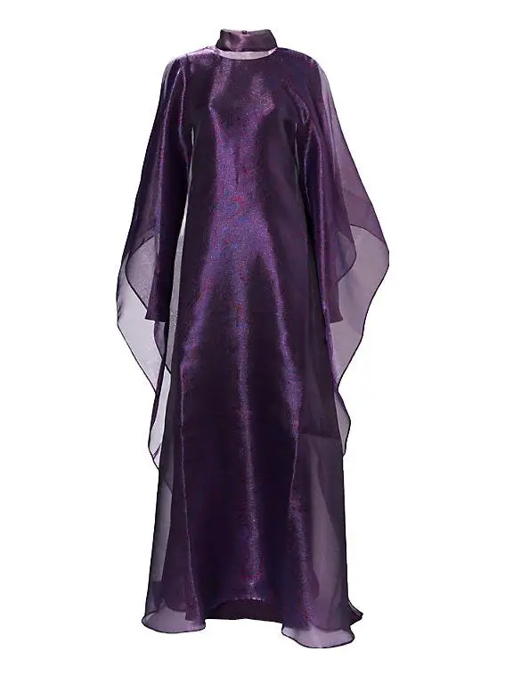 TALLER MARMO Paisley-pattern Organza Kaftan Dress - Violet