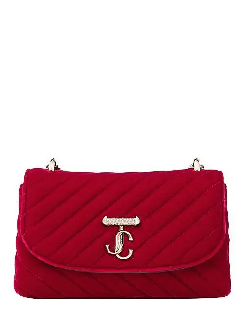 JIMMY CHOO Quilted Velvet Crossbody Bag - Ruby Red/shiny Gold