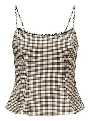REFORMATION Genevieve Check-print Woven Top - Beige And Black Check