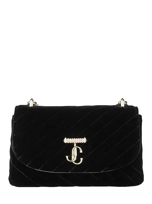 JIMMY CHOO Curve Quilted Velvet Small Crossbody Bag - Black/shiny Gold