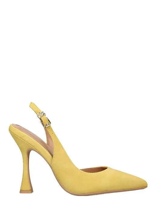 Kurt Geiger Aria Pointed-toe Faux-suede Slingback Courts With Buckle Fastening - Lime