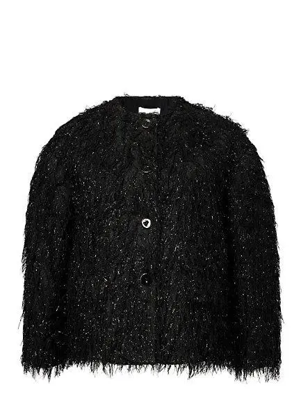 Erdem Fringed Fil Coupé Cropped Jacket - Black