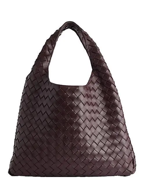 Bottega Veneta Large Intrecciato Leather Shoulder Bag - Dark Barolo-m Brass