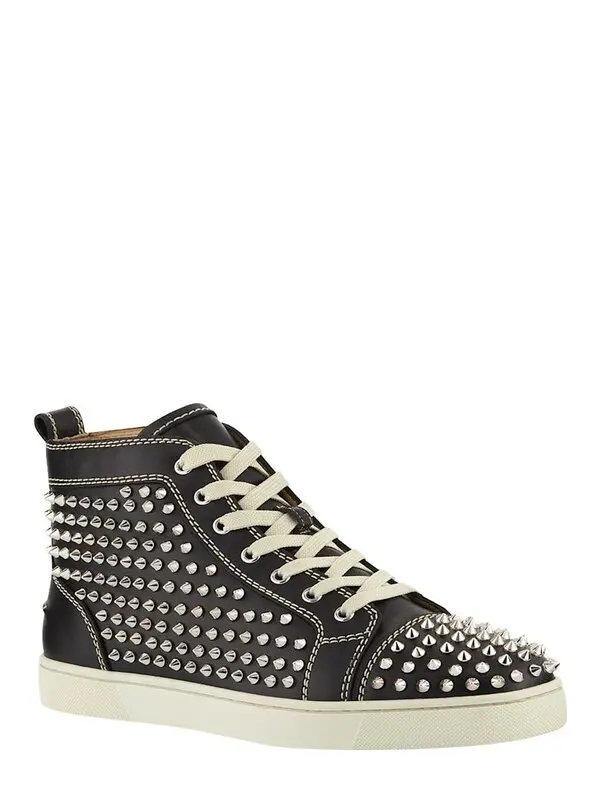 CHRISTIAN LOUBOUTIN Louis Mid-top Spiked Leather Sneakers - Black