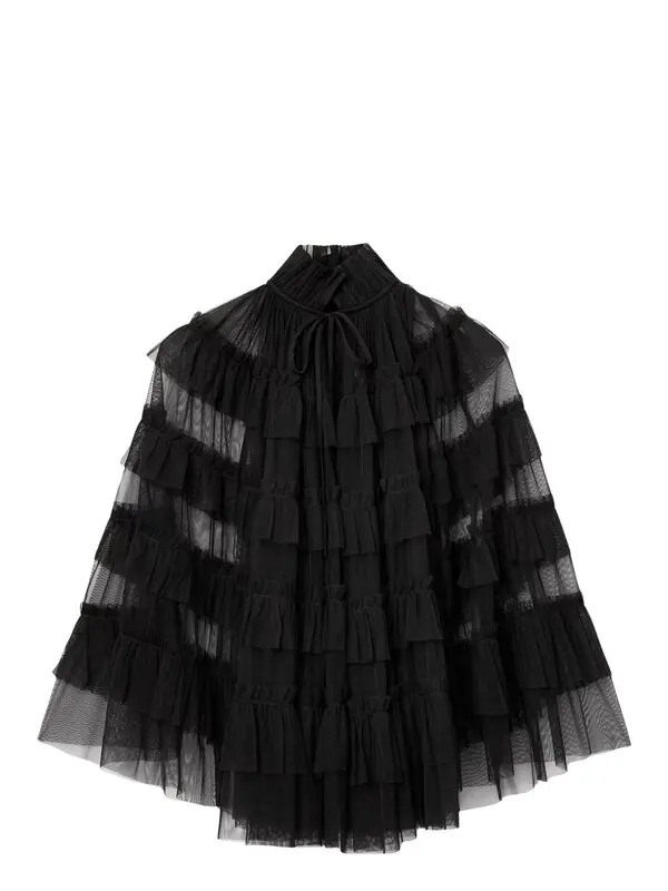 ALLSAINTS Aude Ruffle Cape Top - Black