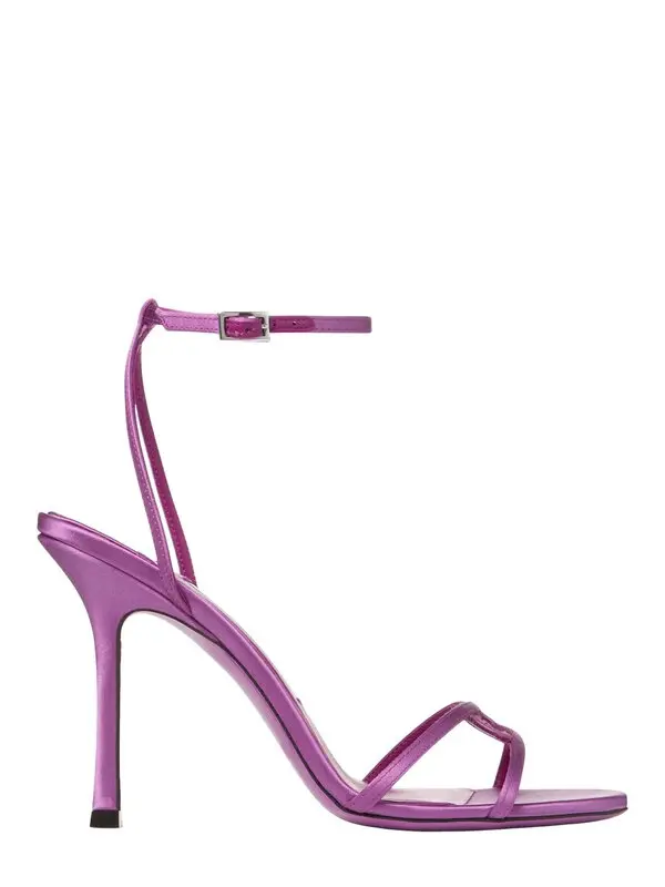 JIMMY CHOO Leo 100 Satin Sandals - Violet Orchid