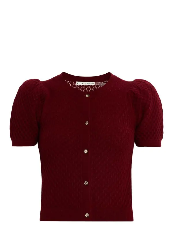 Alice + Olivia Sabine Puff-sleeve Sweater - Oxblood