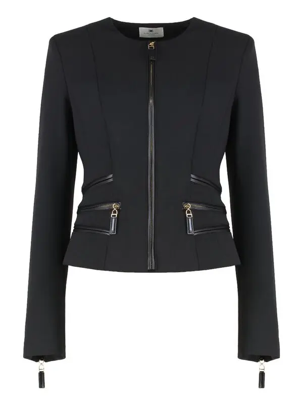 Elisabetta Franchi Double Crêpe Jacket With Zip Details - Black