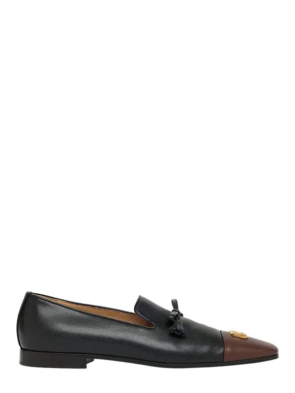 Valentino Garavani Babouchoes Goatskin Cap-toe Loafers - Black/brown