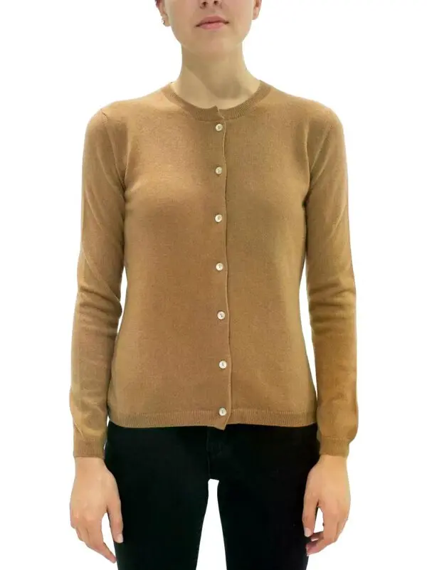 LA ROSE Button Cashmere Cardigan - Brown