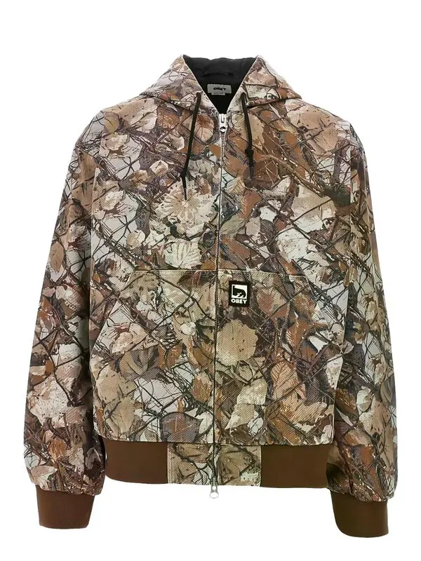 Obey Camouflage-pattern Hooded Jacket - Brown