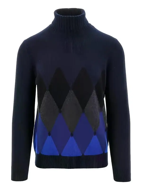 BALLANTYNE Turtleneck Long Sleeve Sweater - Blue
