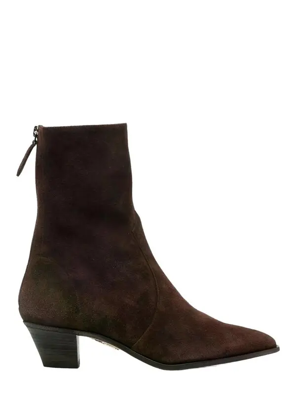 AQUAZZURA Brunswick Suede Ankle Boots - Brown