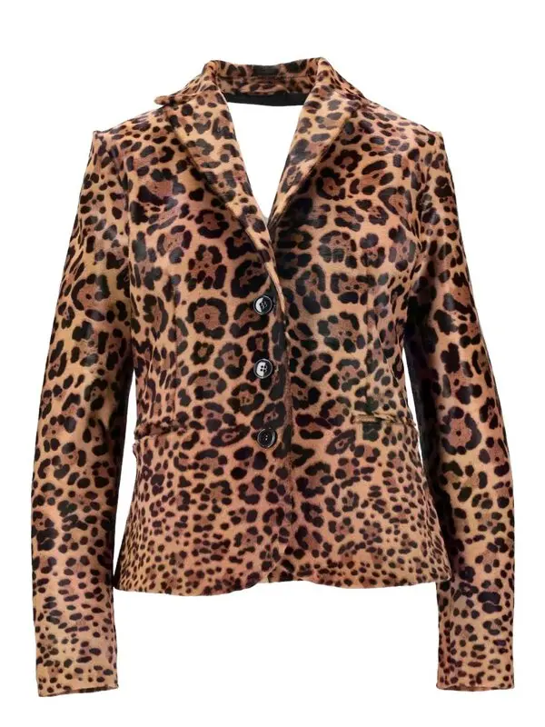 LA ROSE Leopard-print Leather Jacket - Brown